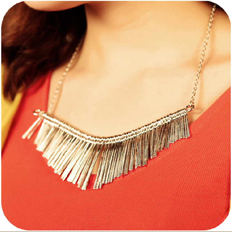 Metallic Fringes Collar Necklace (2 Colors!) on Luulla