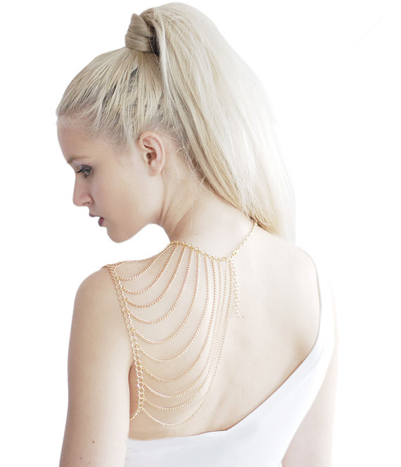 Silver Boho Body Chain / Shoulder Chain / Necklace on Luulla