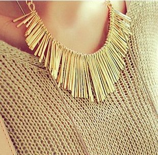 Metallic Fringes Collar Necklace (2 Colors!) on Luulla
