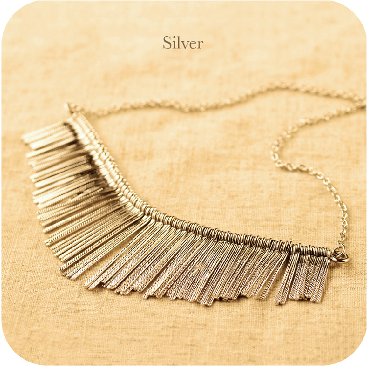 Metallic Fringes Collar Necklace (2 Colors!) on Luulla